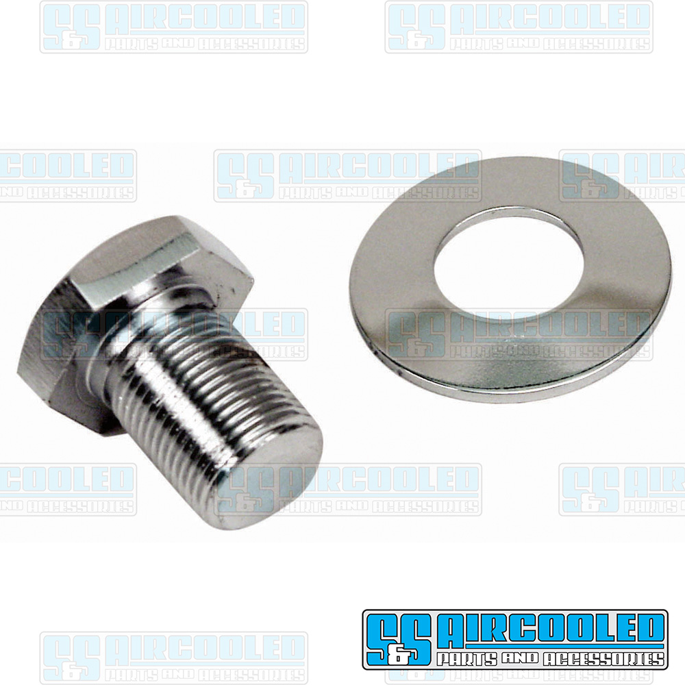 Crankshaft Pulley Bolt & Washer, 11-1600cc, Extra Long, Chrome, VW Bug ...