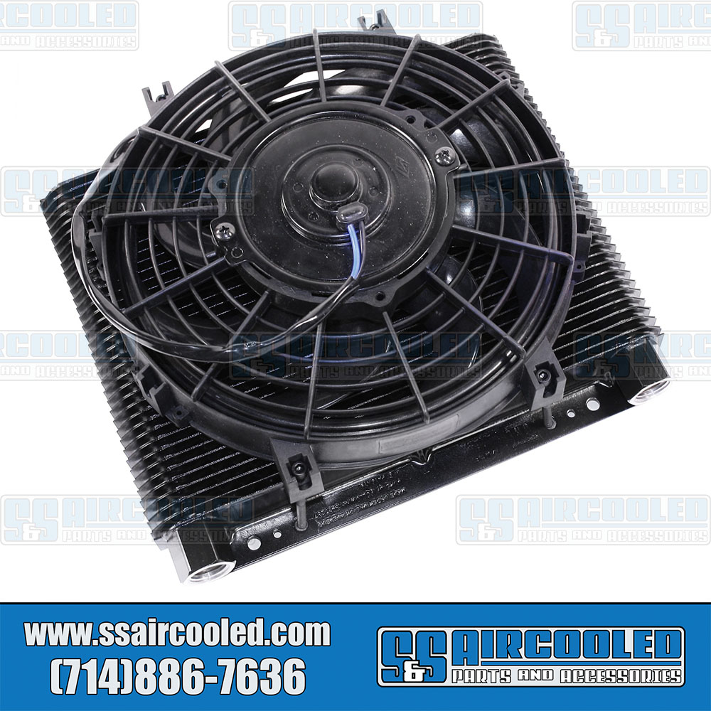EMPI Oil Cooler Kit, 72-Plate, Includes 12 Volt Reversible Fan, VW Bug ...