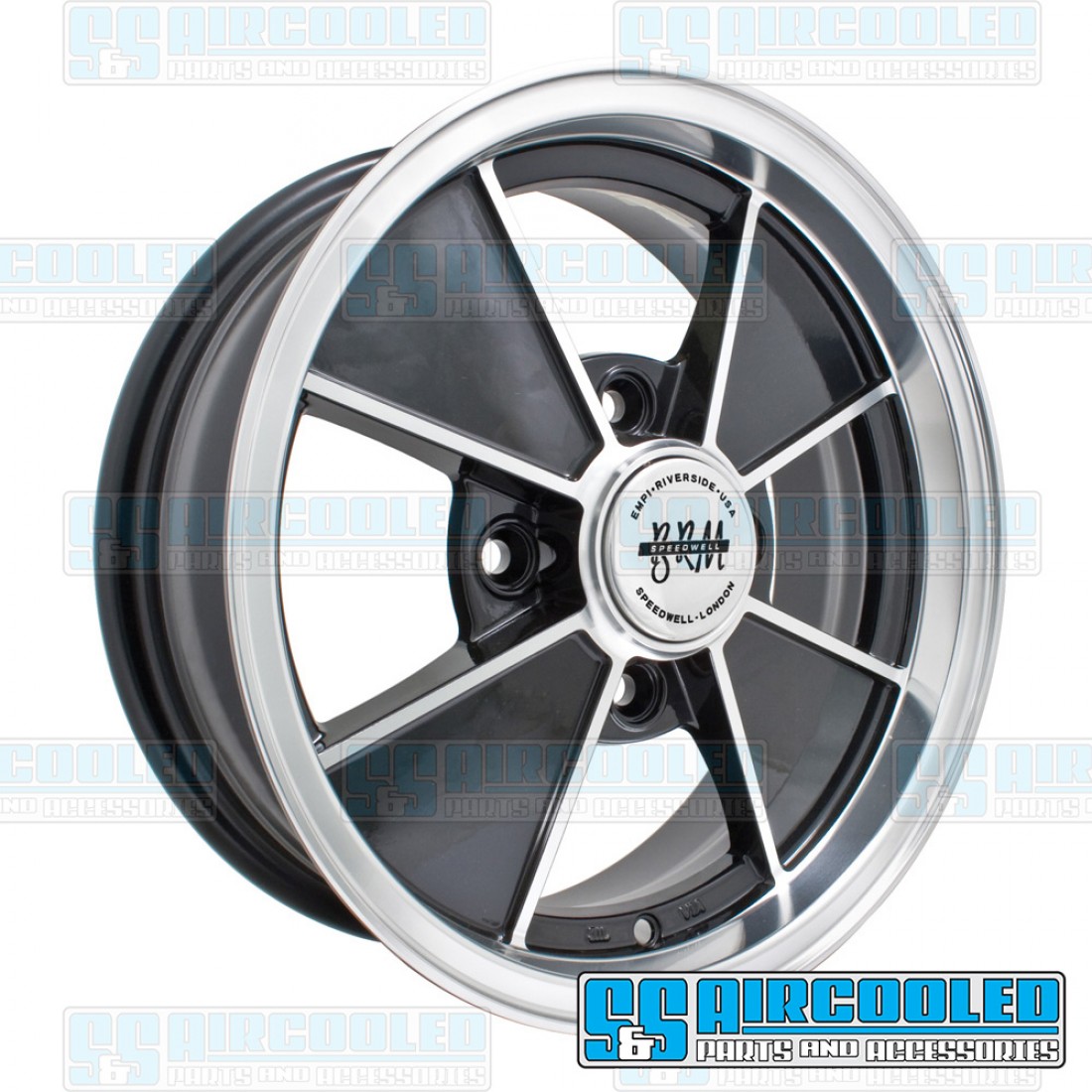 EMPI BRM Wheel, 00-9734-0, 15x4.5, 4x130 Pattern, Gloss Black w ...