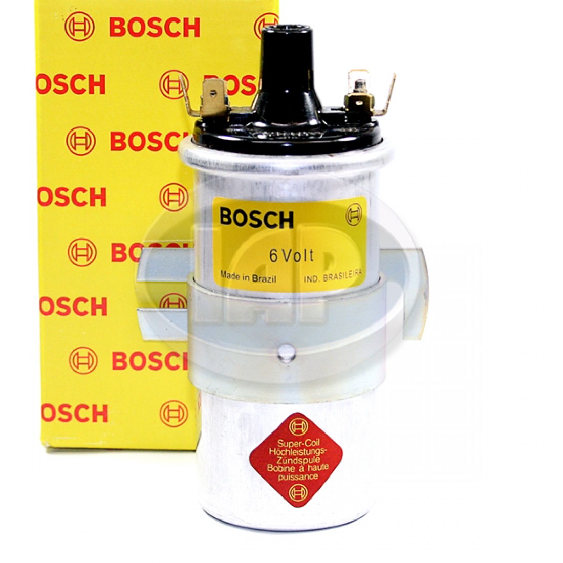 Bosch Ignition Coil, 00016, 6 Volt, Stock, VW Bug, Ghia, Bus, Type 3