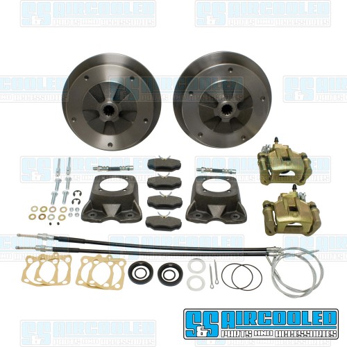 EMPI Disc Brake Kit, Rear, 5x205mm, e-Brake, Cast Brackets, VW Bug, Ghia