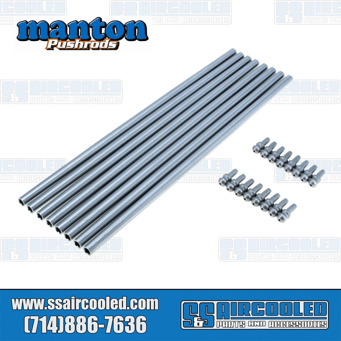Manton VW Pushrods, 3/8" to 5/16"(Dual Taper) x .095" Wall Chromoly, 11 ...