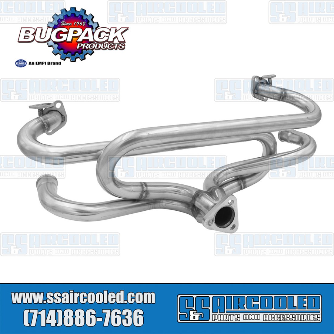 Bugpack Exhaust Header, 1-3/8in, Stainless Steel, VW Bug, Super Beetle ...