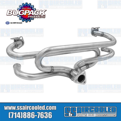 Bugpack Exhaust Header, 1-3/8in, Stainless Steel, VW Bug, Super Beetle ...