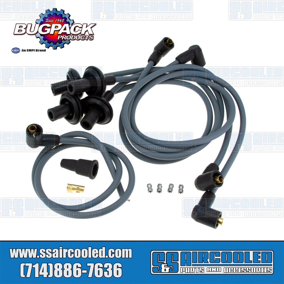 Spark Plug Wires, B3-5202-6, 8mm Copper Core, Gray,