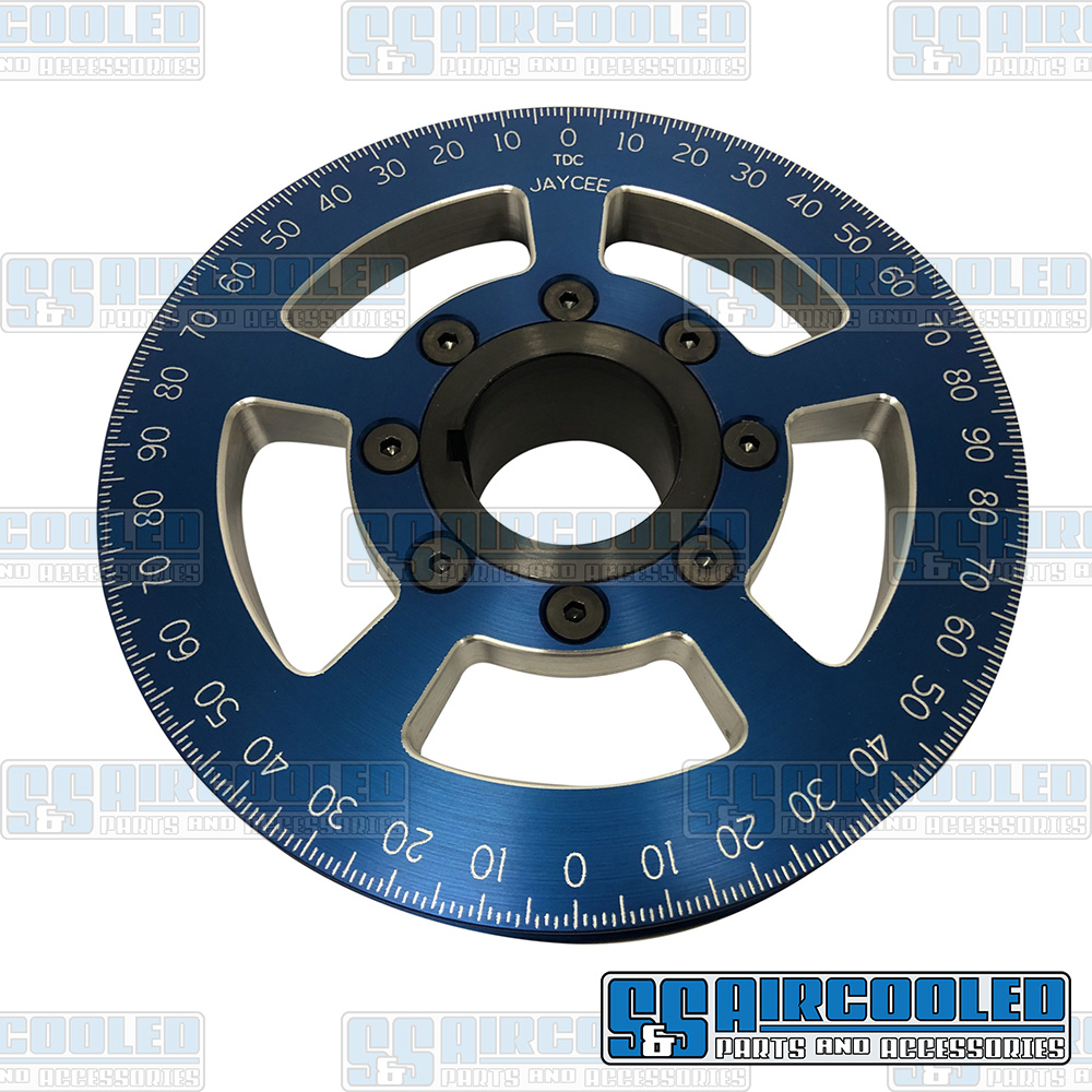 JayCee Crankshaft Pulley, JC1028-BL, 6in, Billet Aluminum, Blue, VW Bug ...